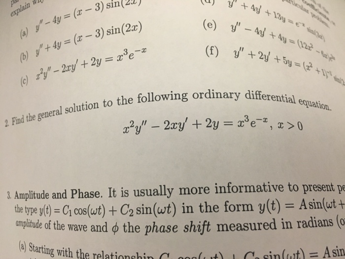 Solved y^''-4y=(x-3)sin(2x) y^''+4y=(x-3)sin(2x) | Chegg.com