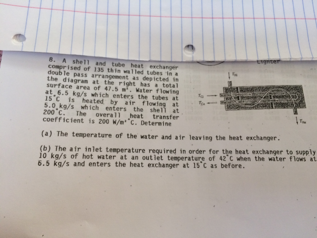 Solved ignter 8. A she11 and tube heat exchanger comprised | Chegg.com