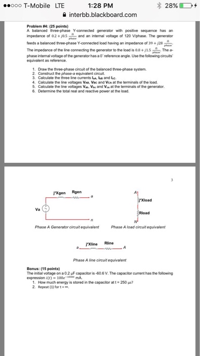 Solved A balanced three-phase Y-connected generator with | Chegg.com