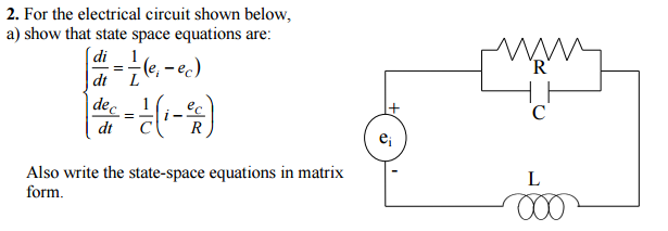 Solved For the electrical circuit shown below, show that | Chegg.com