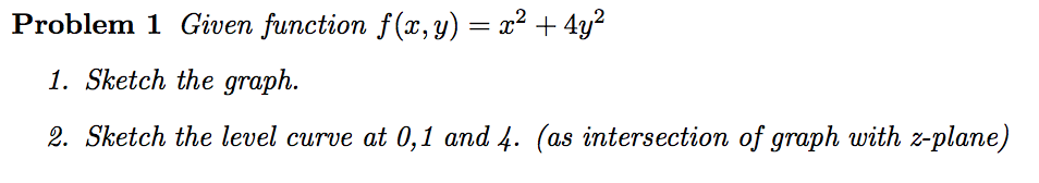 Solved Given function f(x, y) = x^2 + 4y^2 1. Sketch the | Chegg.com