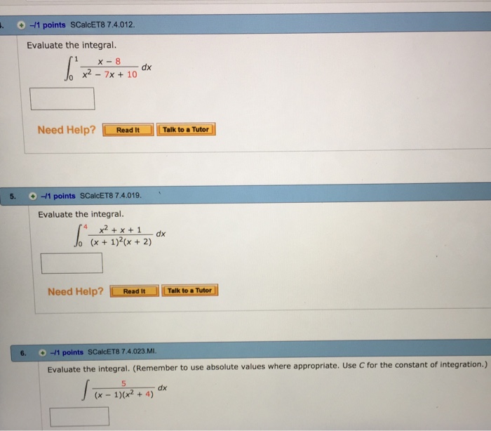 Solved Evaluate the integral. integral_0^1 x - 8/x^2 - 7x + | Chegg.com