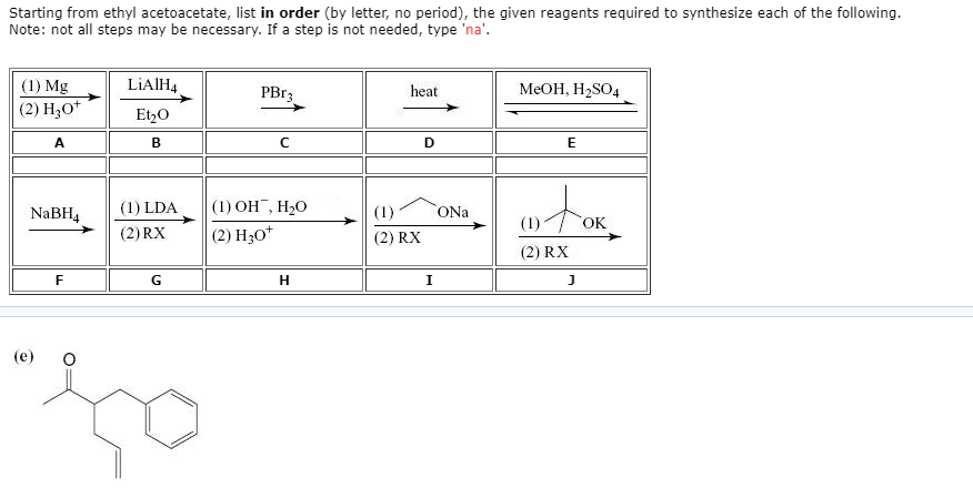 Solved Starting from ethyl acetoacetate, list in order (by | Chegg.com