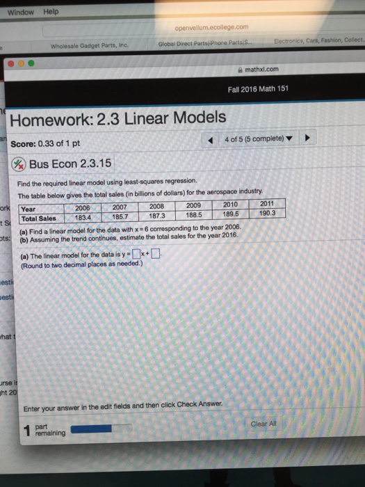 Solved Find the required linear model using least - squares | Chegg.com