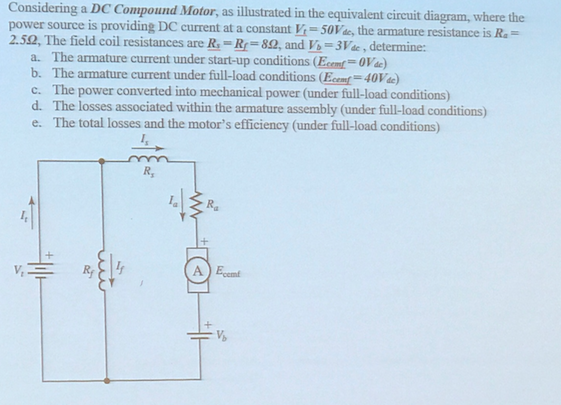 Solved Considering a DC Compound Motor, as illustrated in | Chegg.com