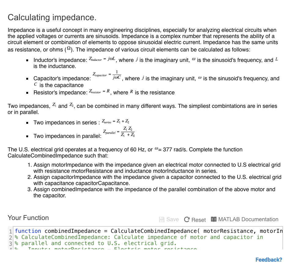 Solved Calculating impedance. Impedance is a useful concept | Chegg.com