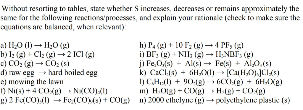 Solved Without resorting to tables, state whether S | Chegg.com