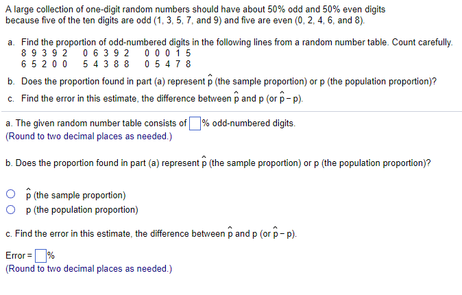 Solved A large collection of one-digit random numbers should | Chegg.com