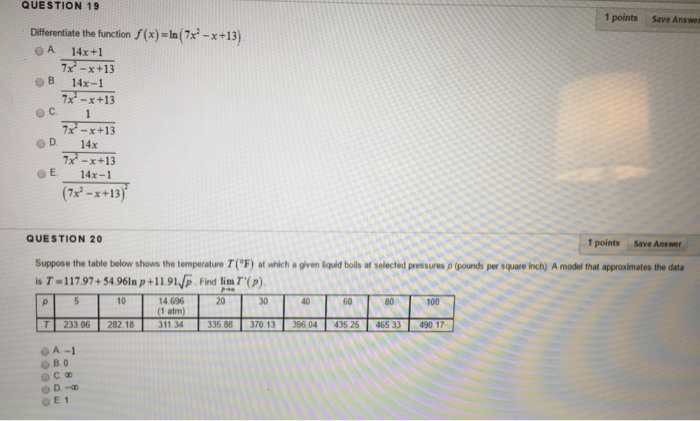 Solved Differentiate the function f(x) = ln(7x^2-x+13) | Chegg.com