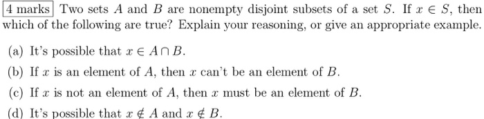 Solved Two sets A and D are nonempty disjoint subsets of a | Chegg.com