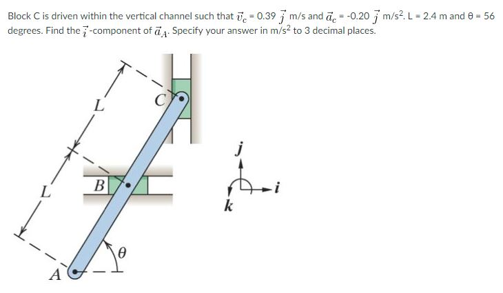 Solved Block C is driven within the vertical channel such | Chegg.com
