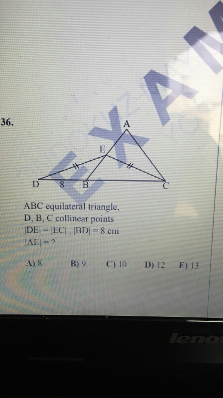 Solved 36. D 8B ABC equilateral triangle D, B, C collinear | Chegg.com