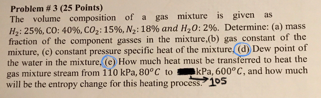 Solved Problem # 3 (25 Points) The volume composition of a | Chegg.com