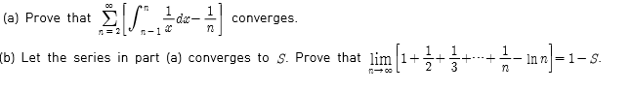 Solved Prove that sigma_n = 2^infinity [integral_n - 1^n 1/x | Chegg.com
