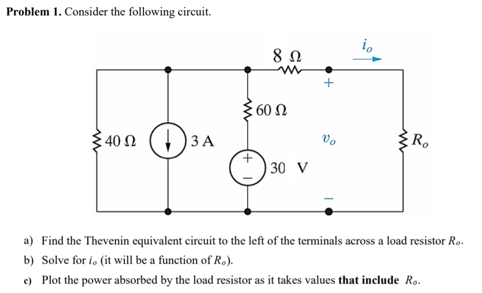 Solved Consider the following circuit. a) Find the Thevenin | Chegg.com