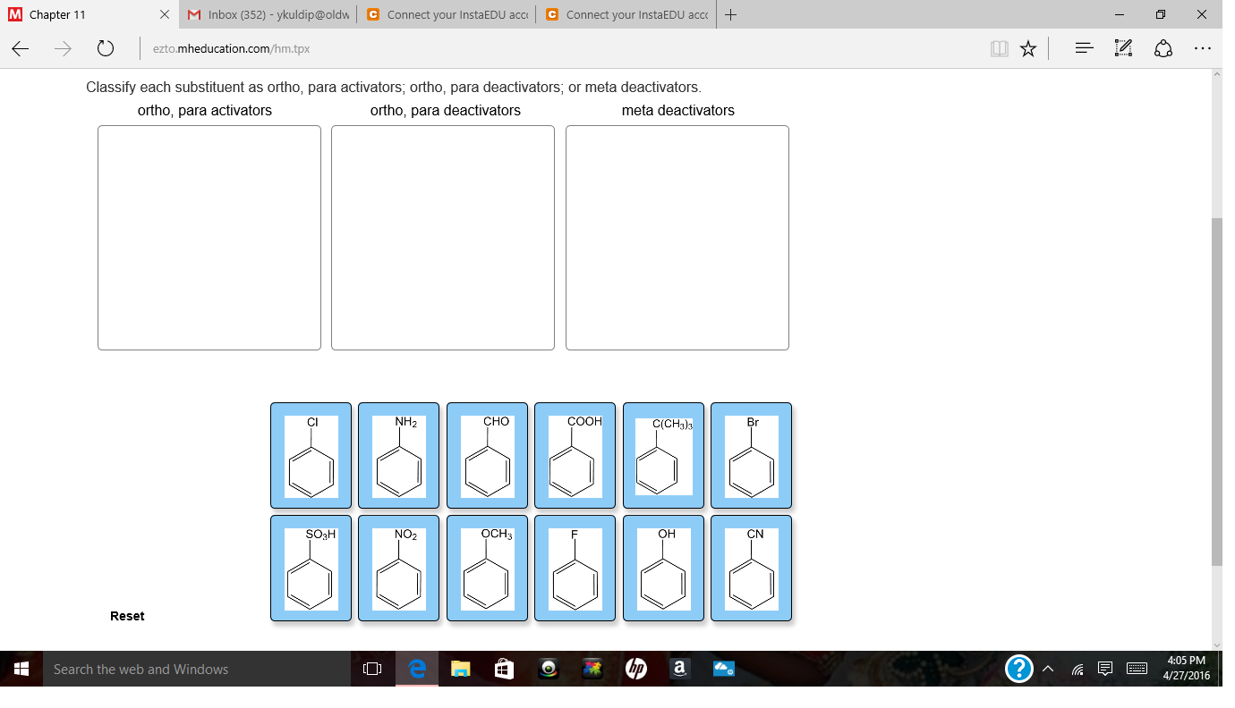 Solved Classify each substituent as ortho, para activators: | Chegg.com