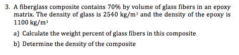 Solved A fiberglass composite contains 70% by volume of | Chegg.com