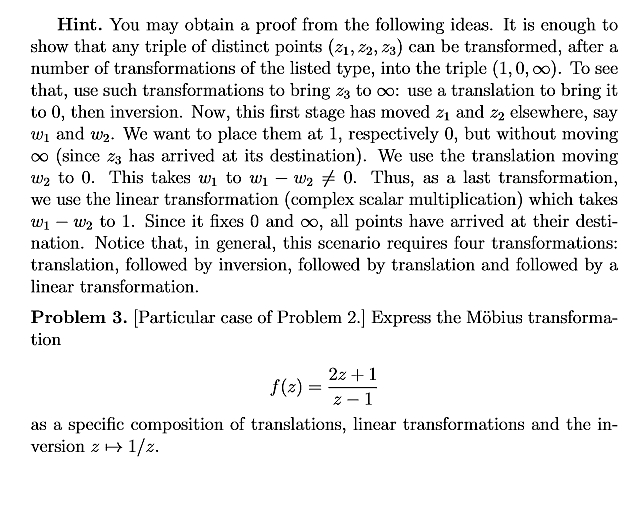 Solved Recall that a Möbius transformation (also called a | Chegg.com