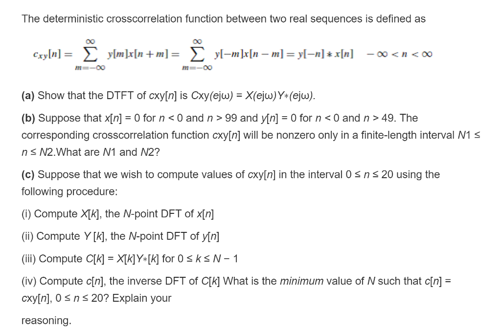 Solved The deterministic cross correlation function between | Chegg.com