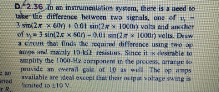 Solved In an instrumentation system, there is a need to | Chegg.com