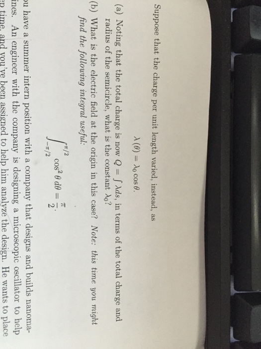 Solved Suppose that the charge per unit length varied, | Chegg.com