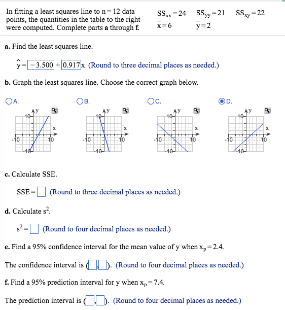 Solved In fitting a least squares line to n = 12 data | Chegg.com