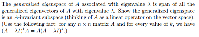The generalized eigenspace of A associated with | Chegg.com