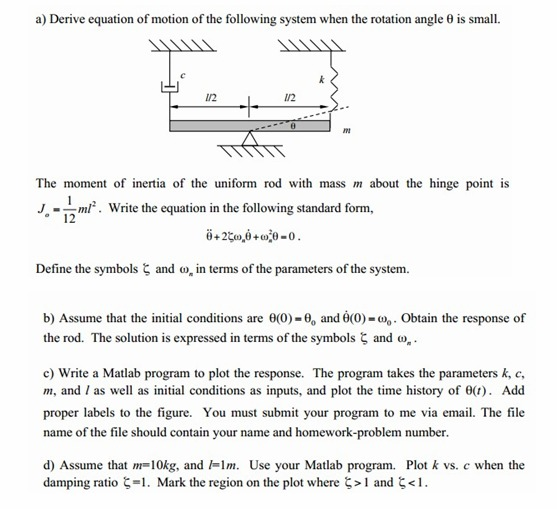 Solved Derive equation of motion of the following system | Chegg.com
