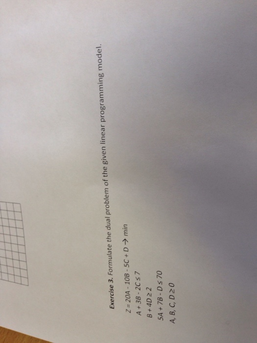 Solved Formulate the dual problem of the given linear | Chegg.com