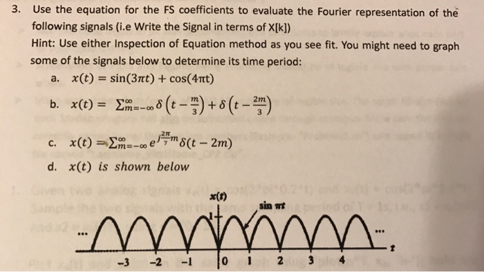 Solved Use the equation for the FS coefficients to evaluate | Chegg.com