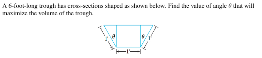 Solved A 6-foot-long trough has cross-sections shaped as | Chegg.com