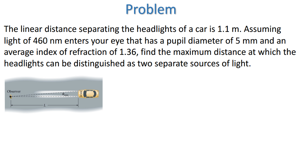 Solved The linear distance separating the headlights of a | Chegg.com
