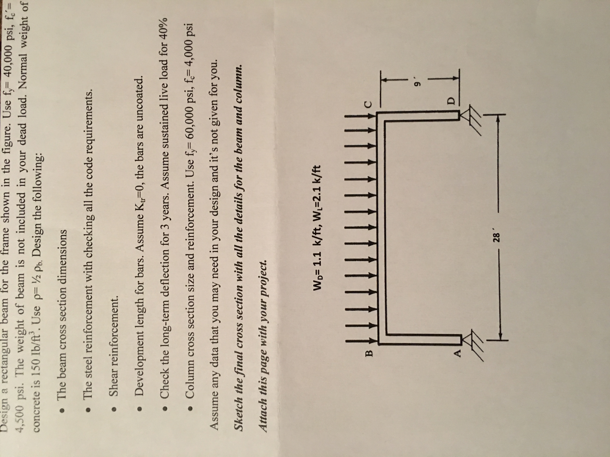 Solved DESIGN A RECTANGULAR BEAM FOR THE FRAME SHOWN IN THE | Chegg.com