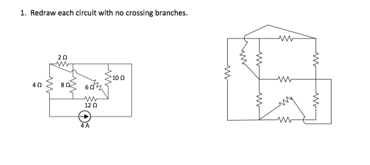 Solved 1. Redraw each circuit with no crossing branches 10 Ω | Chegg.com