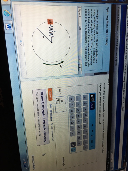 Solved An object of mass M = 1.00 kg is attached to a spring | Chegg.com