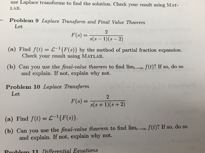 Solved Laplace Transform and Final Value Theorem Let F(s) = | Chegg.com