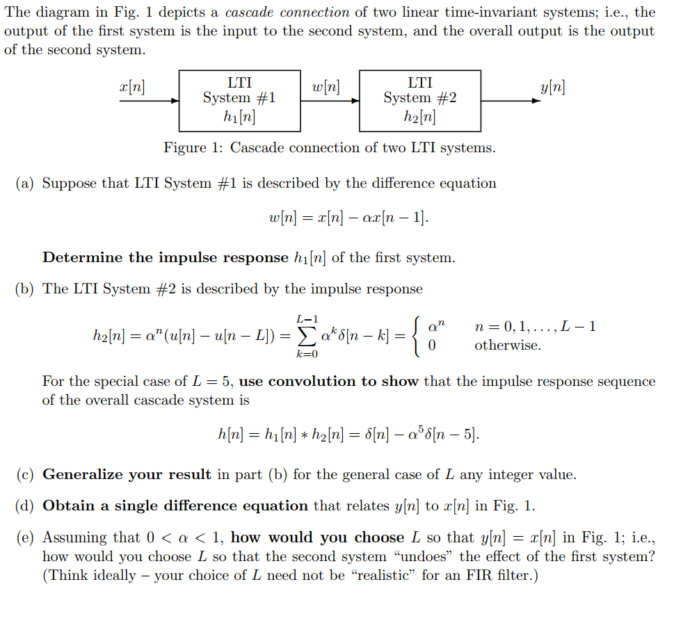 Solved The diagram in Fig. 1 depicts a cascade connection of | Chegg.com