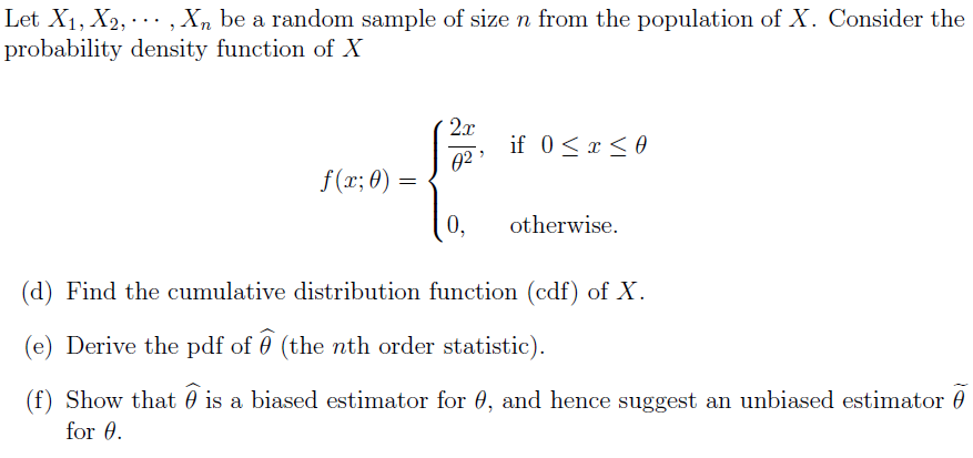 Solved Let X_1, X_2, .., X_n be a random sample of size n | Chegg.com