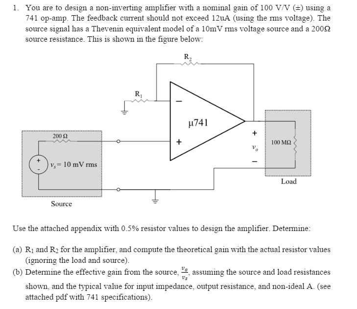 Solved You are to design a non-inverting amplifier with a | Chegg.com