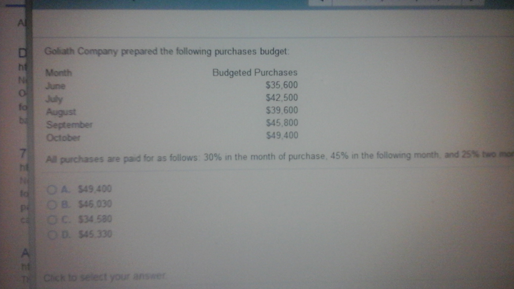 Solved Goliath Company prepared the following purchases | Chegg.com