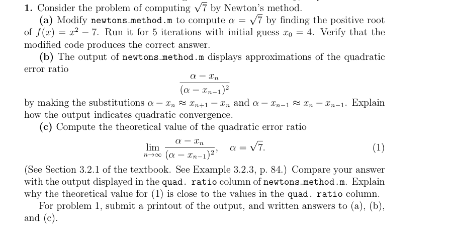 Solved 1. Consider the problem of computing v7 by Newton's | Chegg.com