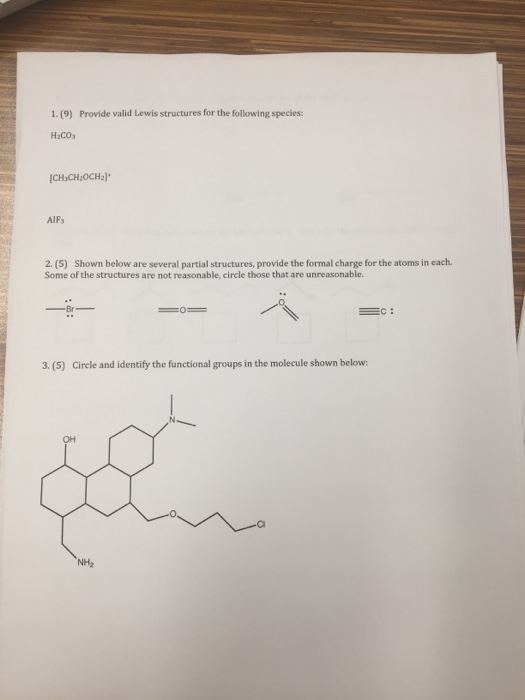 Solved 1 9 Provide Valid Lewis Structures For The 3935