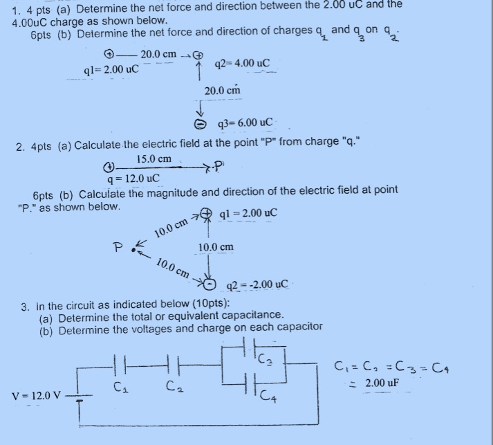 Solved Determine the net force and direction between the | Chegg.com