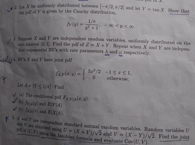 Solved be uniformly distributed between [ π/2, π/2 and let Y | Chegg.com