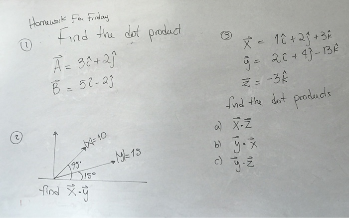 Solved Find the dot product A = 3i + 2j B = 5i - 2j X = | Chegg.com