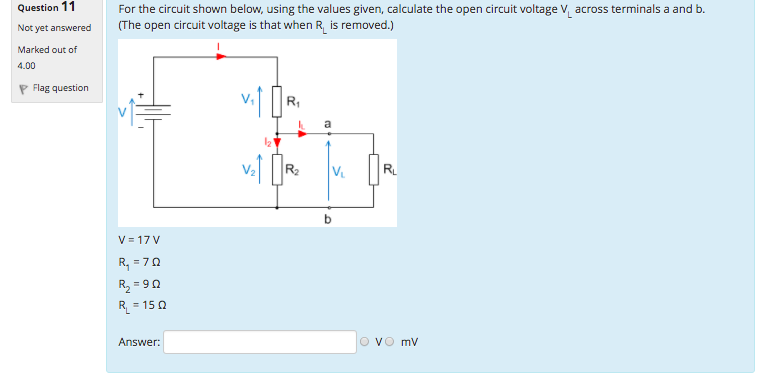 Solved For the circuit shown below, using the values given, | Chegg.com