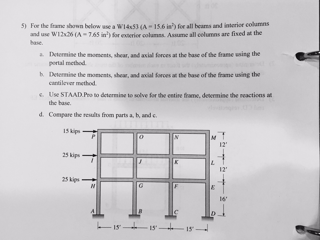 Solved 5) For the frame shown below use a W14x53(A=15.6 in2) | Chegg.com