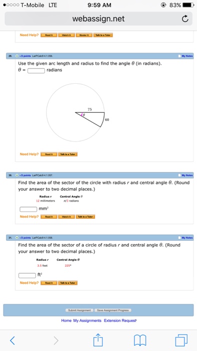 Solved Use the given are length and radius to find the angle | Chegg.com