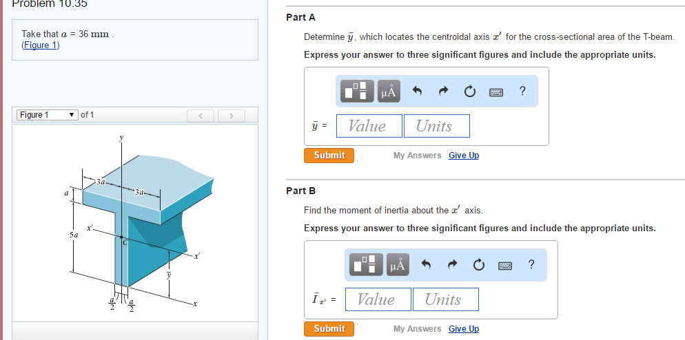 Solved Take that a = 36mm. (Figure 1) Determine y-bar. | Chegg.com