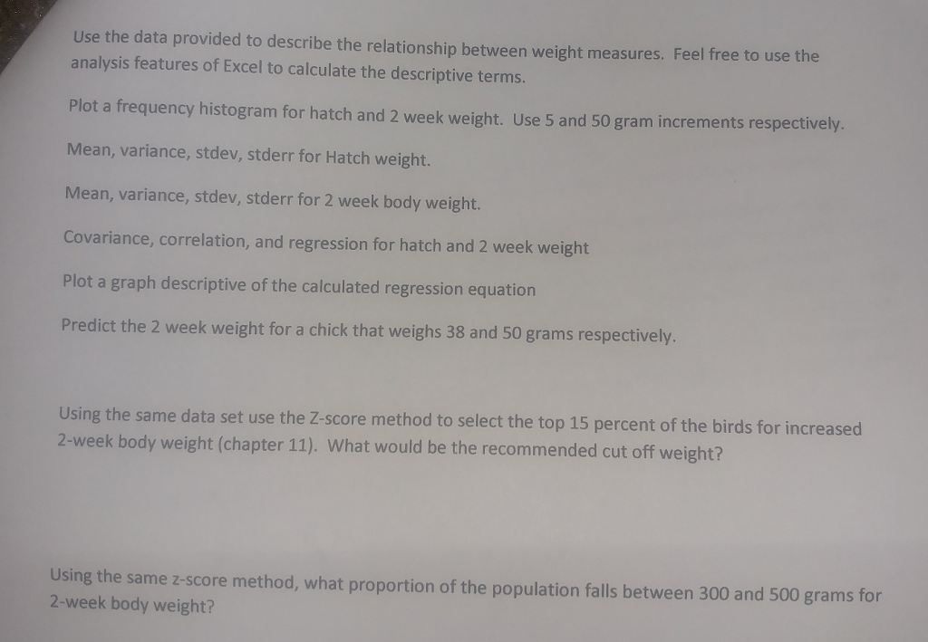 Solved Use the data provided to describe the relationship | Chegg.com